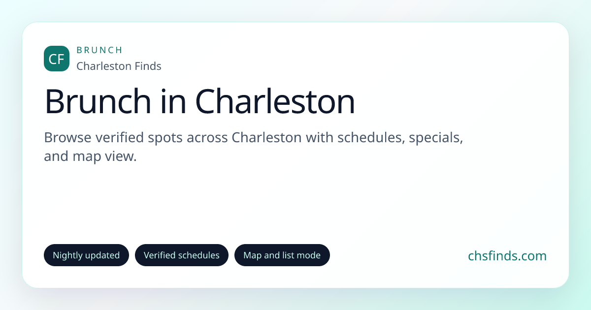 Brunch in Charleston (2026) — Verified Map | CHS Finds