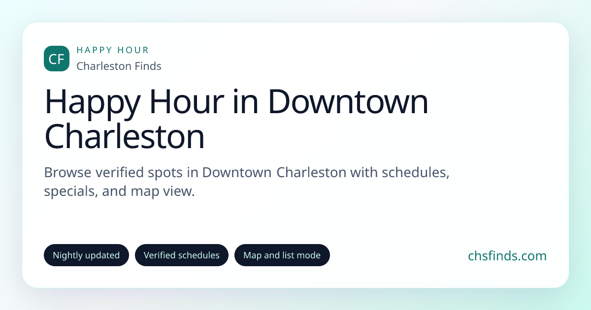 Happy Hour in Downtown Charleston — Verified Map | CHS Finds